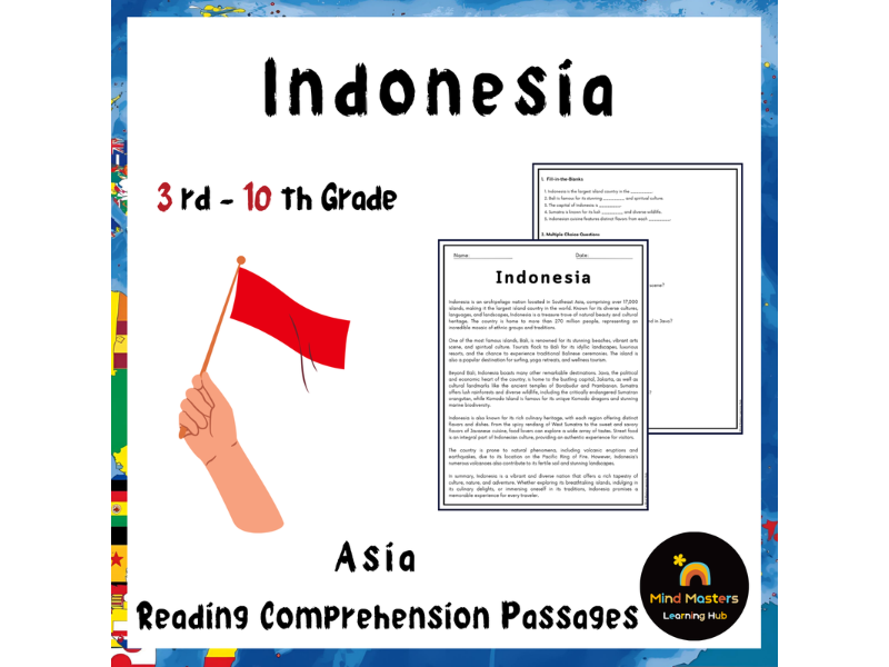 Asia Reading Comprehension Passages & Questions Worksheets Bundle#1 ...