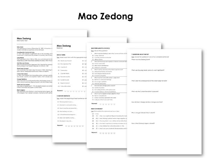 Mao Zedong (Infotext and Exercises) | Teaching Resources