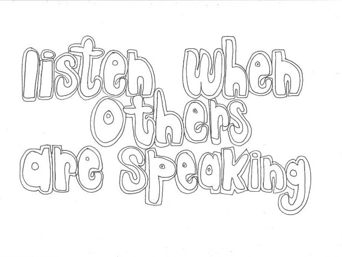 Listen When Others Are Speaking Classroom Rules Colouring Page 