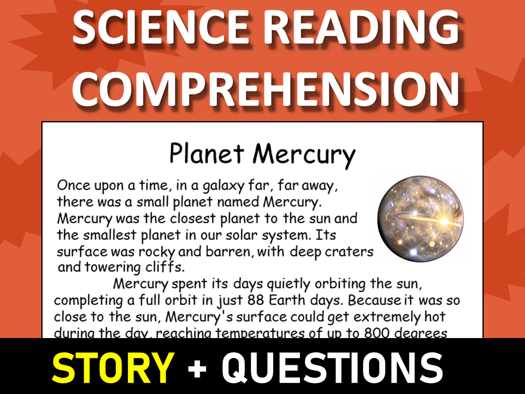 Planet Mercury Reading Science Story Comprehension Questions Worksheet | Teaching Resources