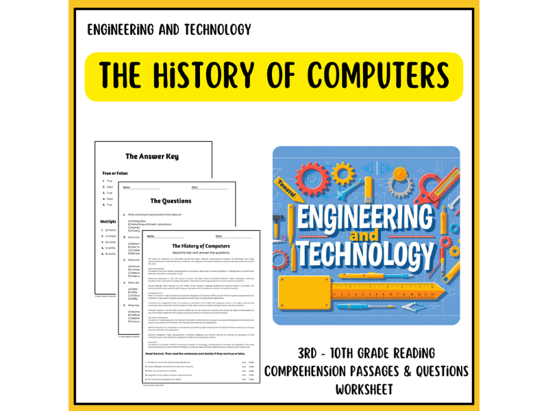 The History of Computers Reading Comprehension Passages & Questions ...