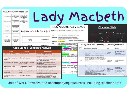 Lady Macbeth Shakespeare Unit of Work | Teaching Resources