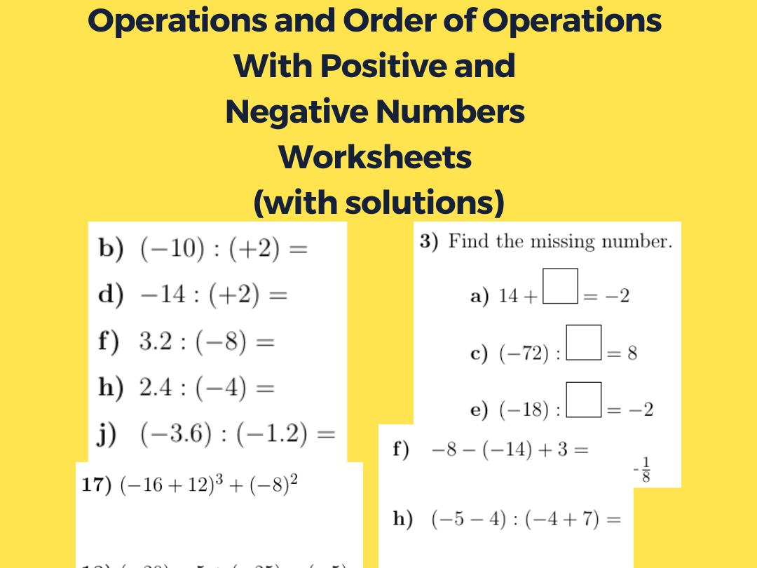 Operations And Order Of Operations With Positive And Negative Numbers Operations And Order Of Operations With Positive And Negative Numbers