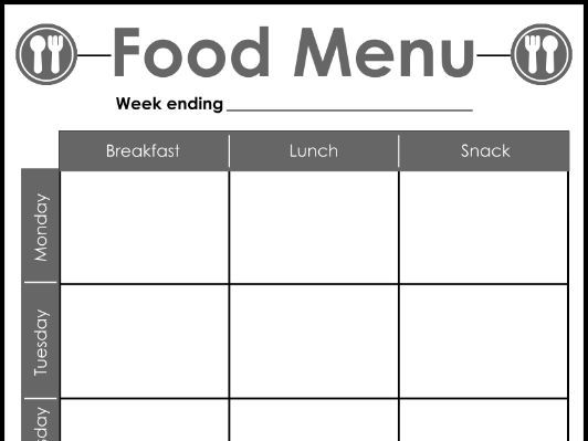 Blank Food Menu Templates Bundle - Daycare and Childcare - | Teaching ...