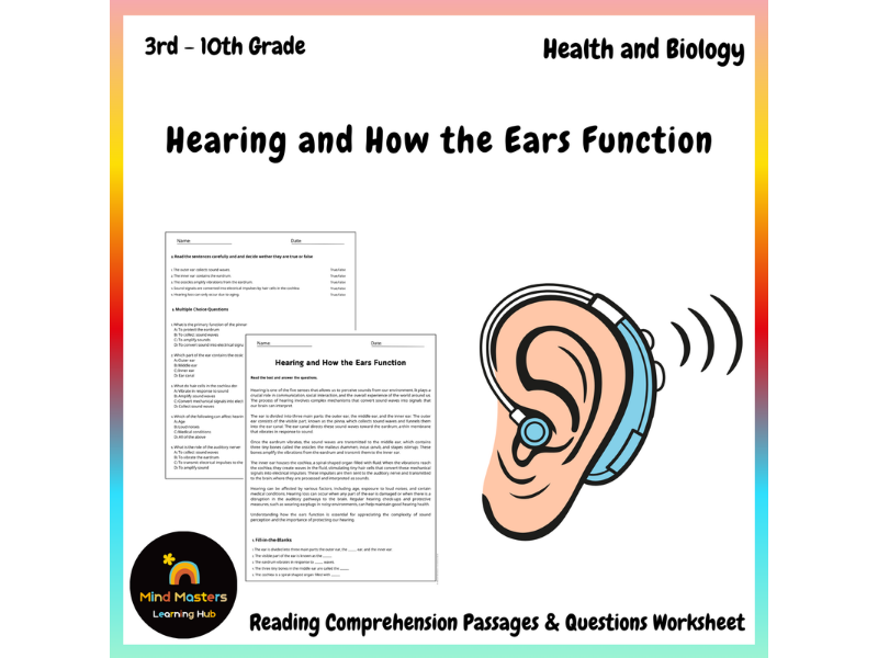 Hearing and How the Ears Function Reading Comprehension Passages ...