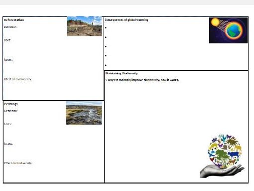 AQA foundation ecology revision crib sheet | Teaching Resources