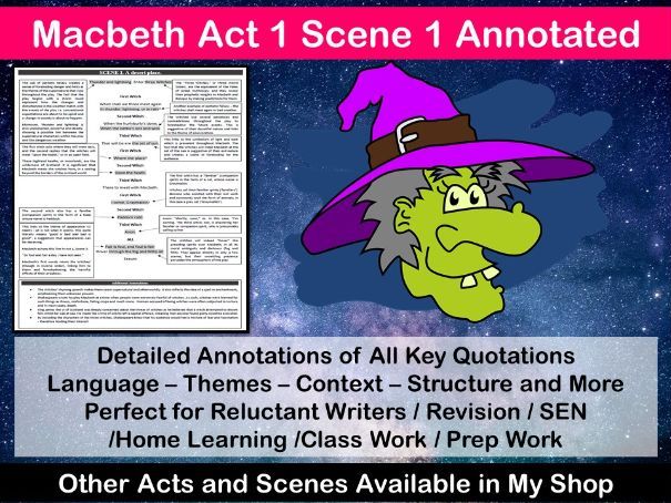 Macbeth Act 1 Scene 1 Annotated | Teaching Resources