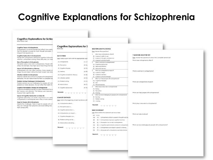 Cognitive Explanations For Schizophrenia Teaching Resources