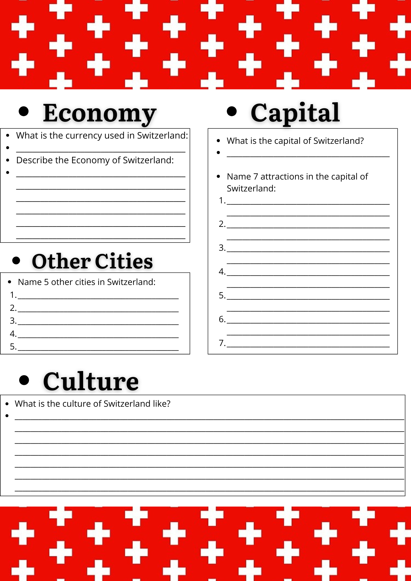 Country Study Research Project - Switzerland - Social Studies - Central ...