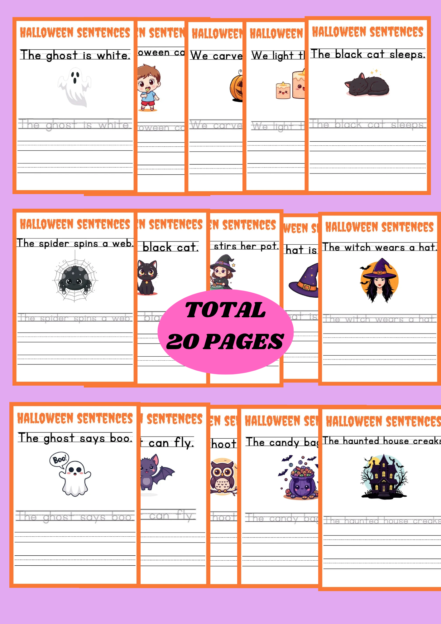 Halloween Sentence Writing Worksheet Pack | 20 Fun Pages | KS1–KS2 ...