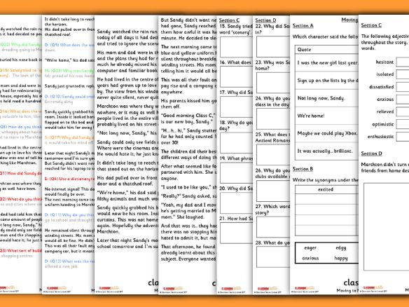 Moving Schools Comprehension for Year 3 Whole Class Guided Reading ...