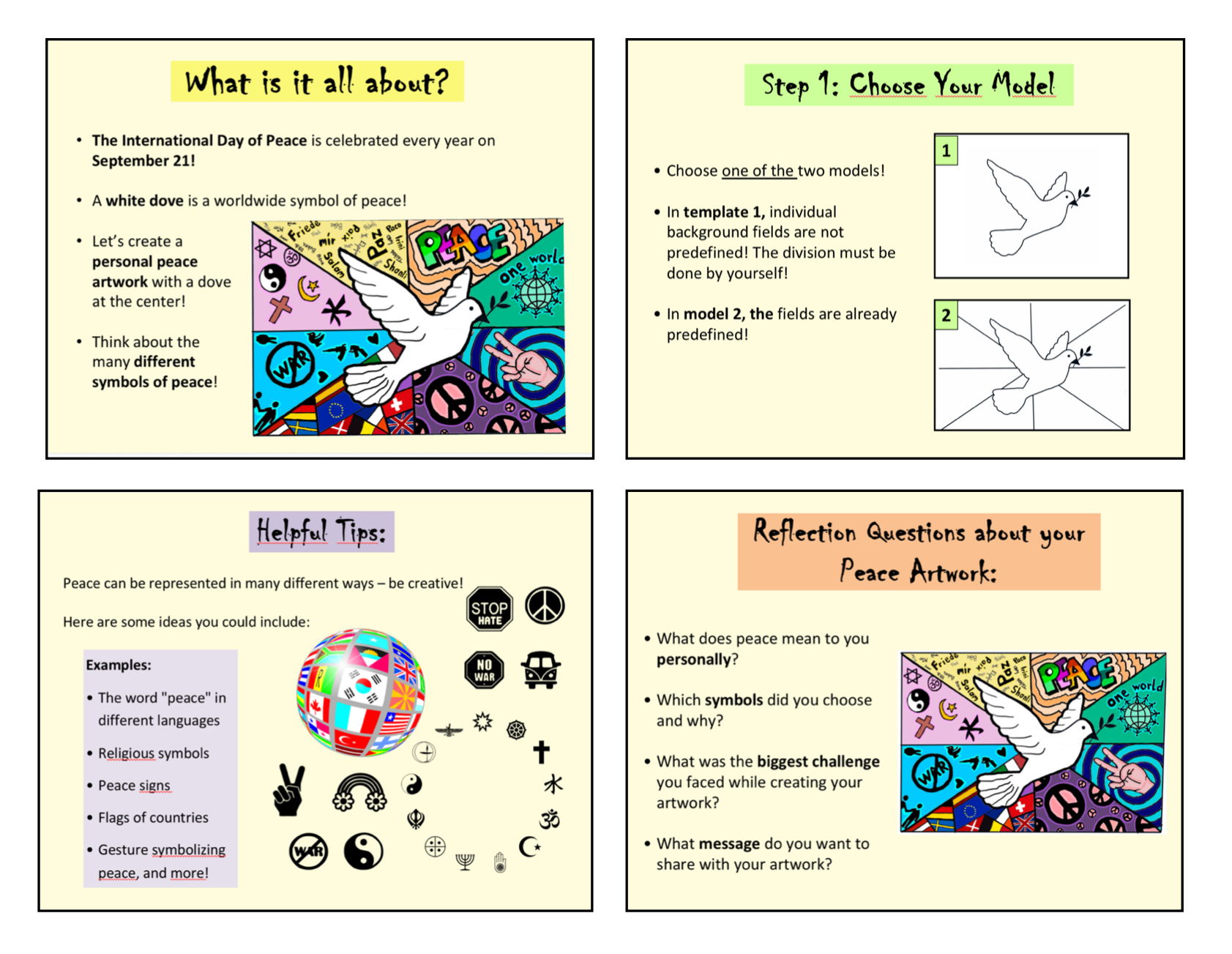 KS3/KS4 Art Lesson: Peace Dove | Teaching Resources