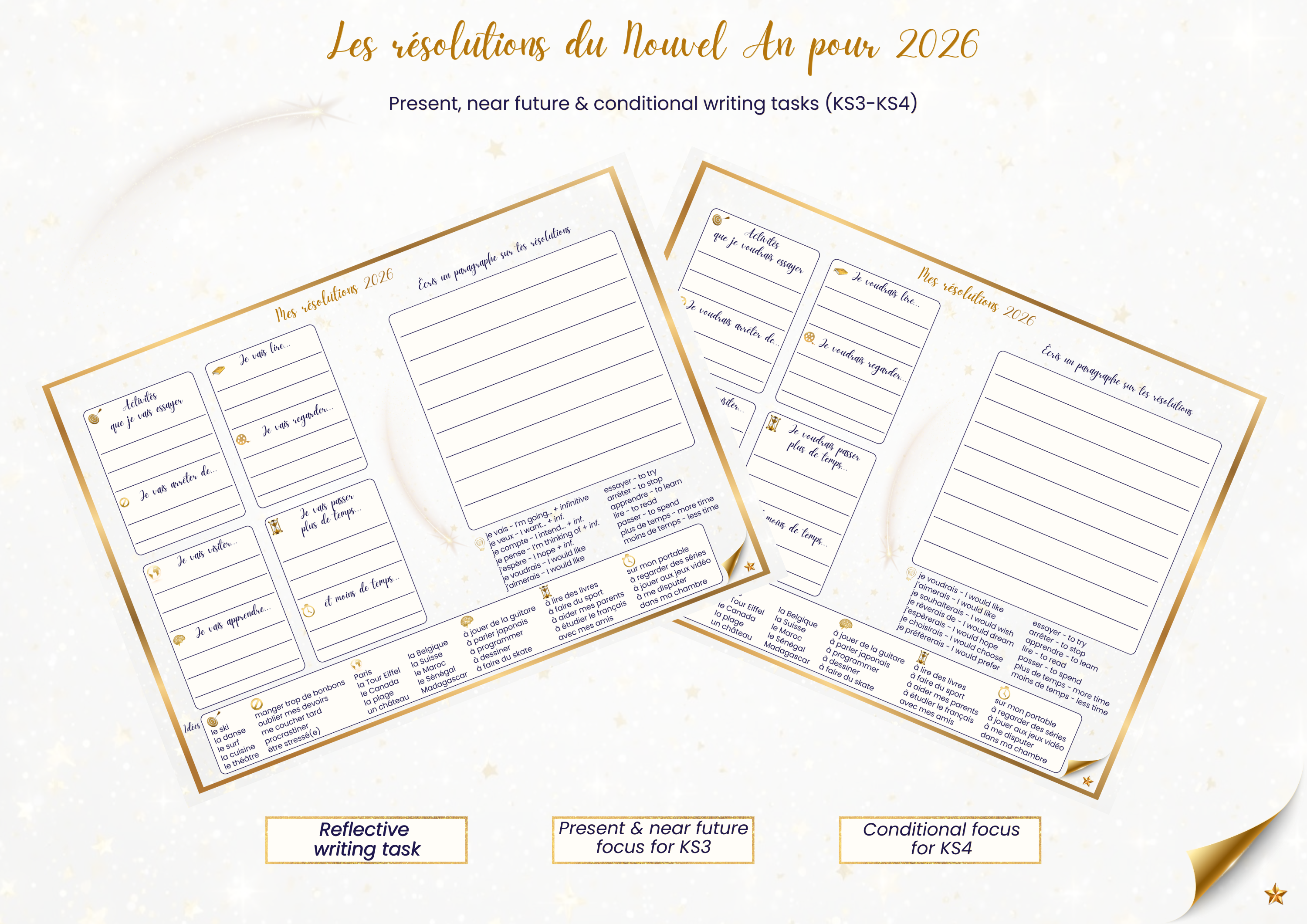 New Year’s resolutions – KS3-GCSE French writing worksheets | Teaching ...