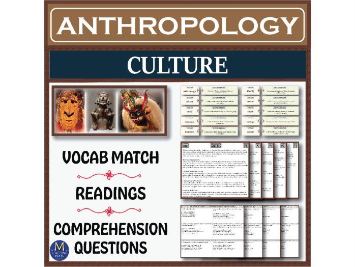 Anthropology: Culture Reading Comprehension & Definition Sorting ...