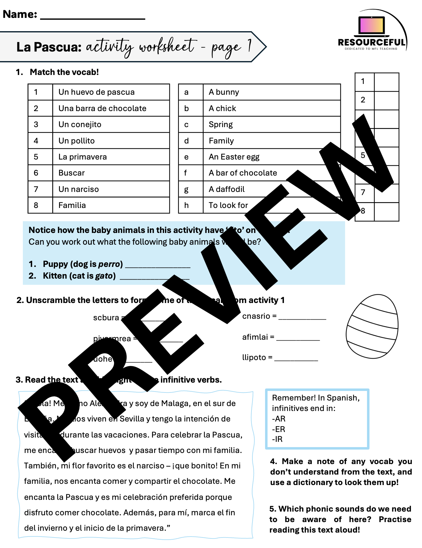 Spanish Easter/Pascua Activity worksheets (x3!): comprehension ...
