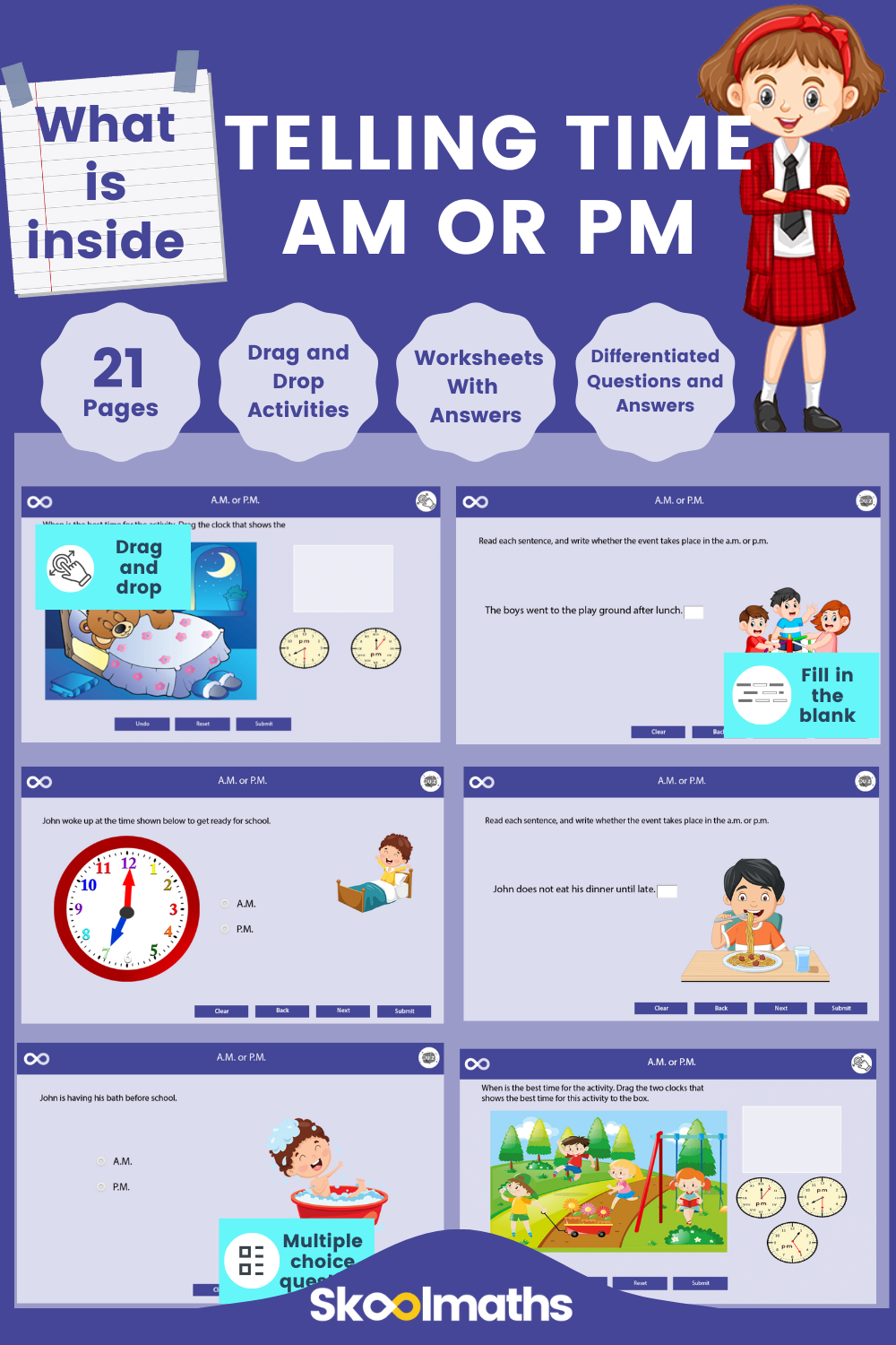 Telling The Time AM or PM Interactive Digital Lesson and Activities ...