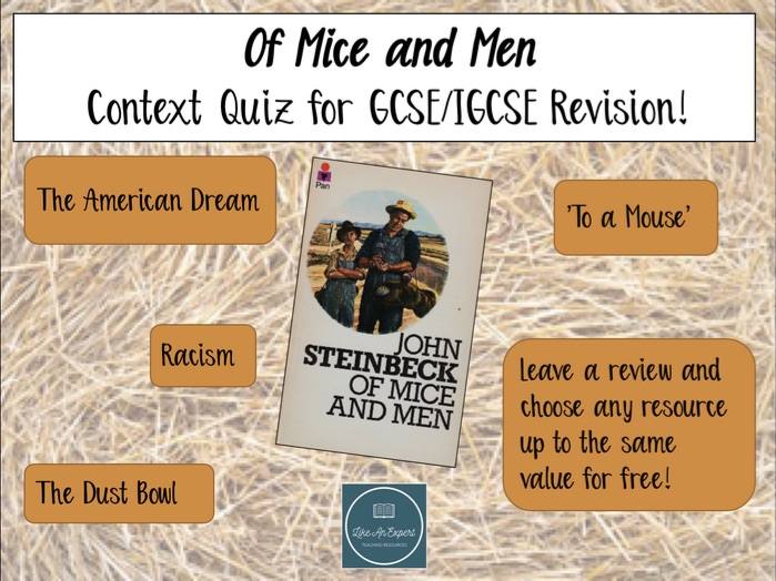 Of Mice and Men Revision Quiz: Context | Teaching Resources