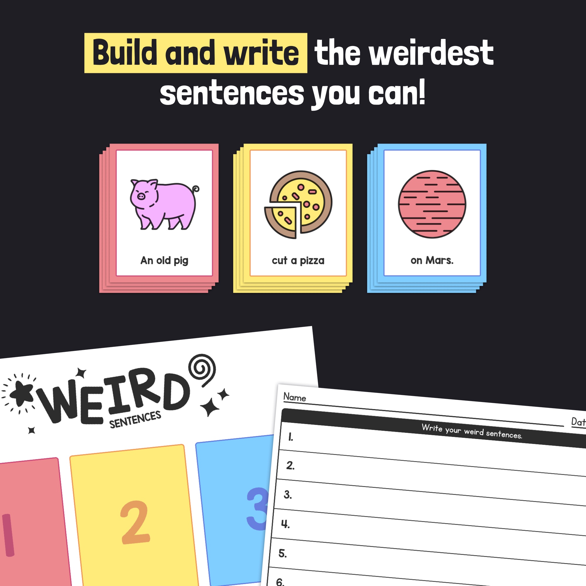 Forming Sentences Cards Weird Sentences Activity Beginner Sentences Forming Sentences Cards Weird Sentences Activity Beginner Sentences
