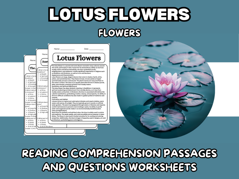 Lotus Flowers - Flowers Reading Comprehension Passages & Questions ...