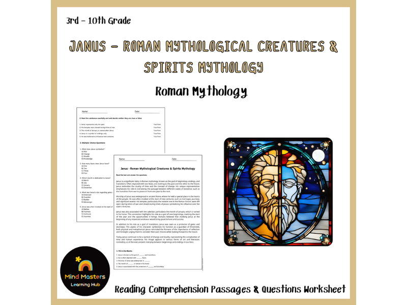 Roman Mythology Reading Comprehension Passages & Questions Worksheets ...