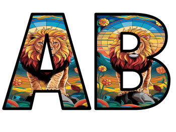 Lion Stained Glass Window Church King Lettering Set Display Title ...