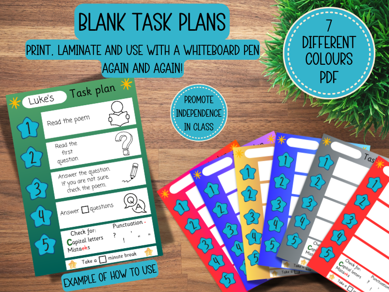 Blank Task Plans - 7 different designs | Teaching Resources