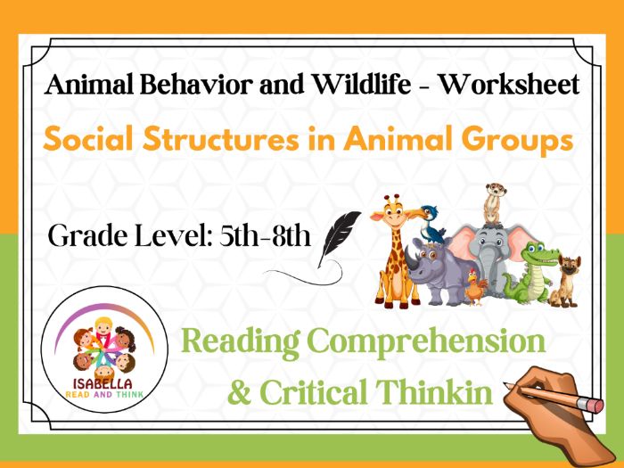 Social Structures in Animal Groups: Reading Comprehension Passages ...