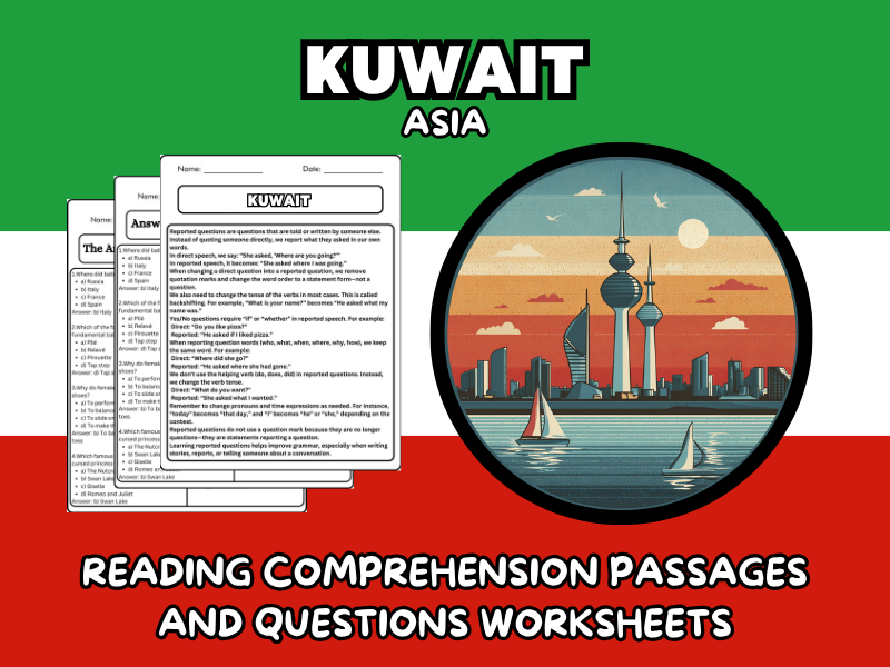 Kuwait - Asia Reading Comprehension Passages & Questions Worksheets ...