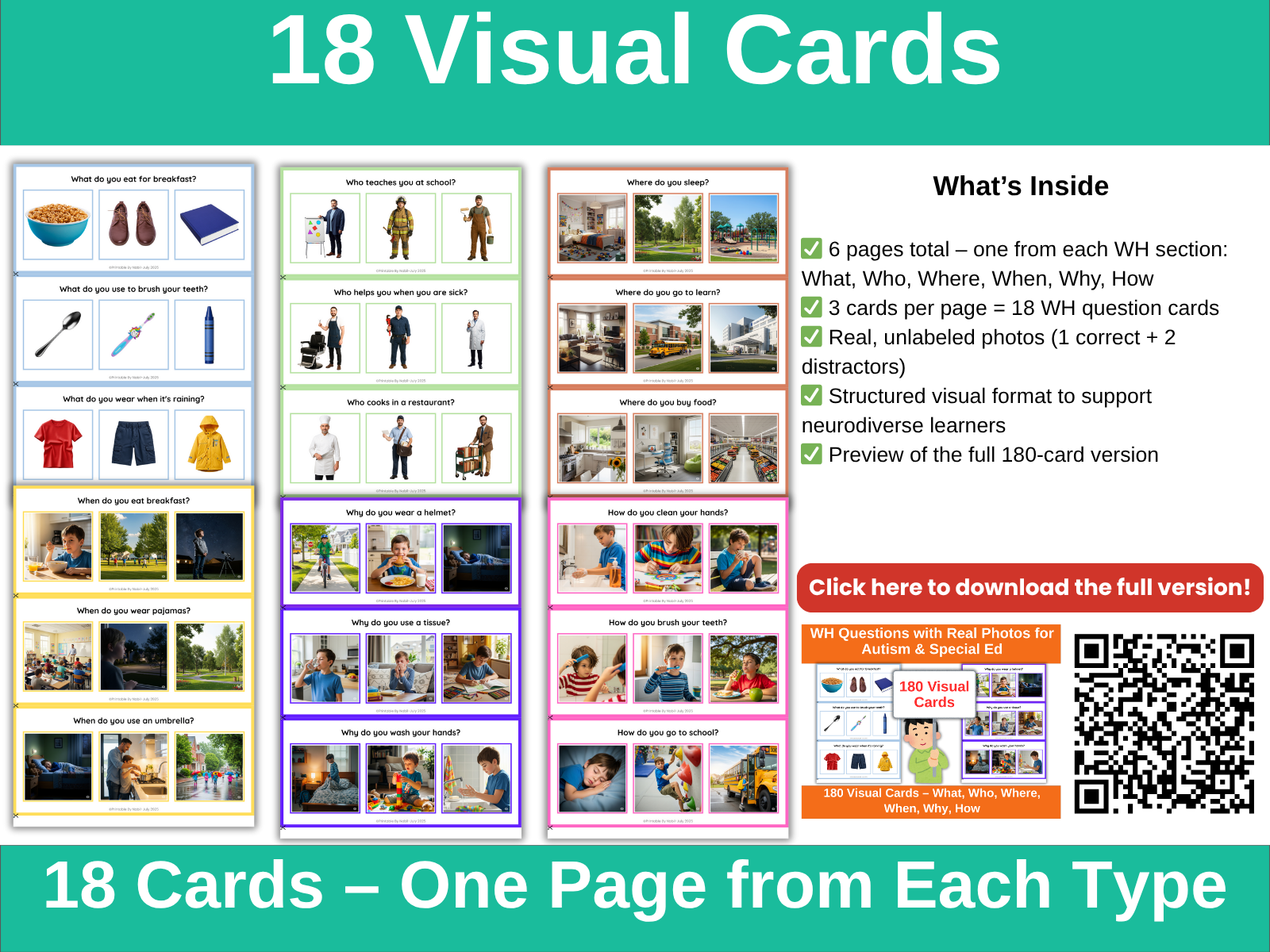 Free WH Questions Real Photo Cards | Teaching Resources