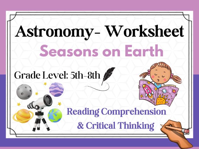 Seasons on Earth: Reading Comprehension Passages & Questions Worksheets ...