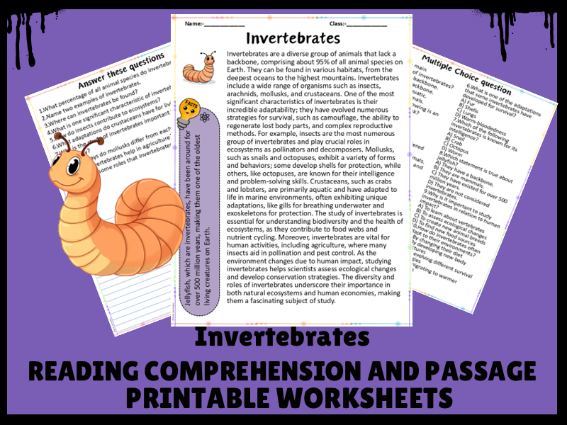 Explore Invertebrates: Engaging Reading Passage and Thought-Provoking ...