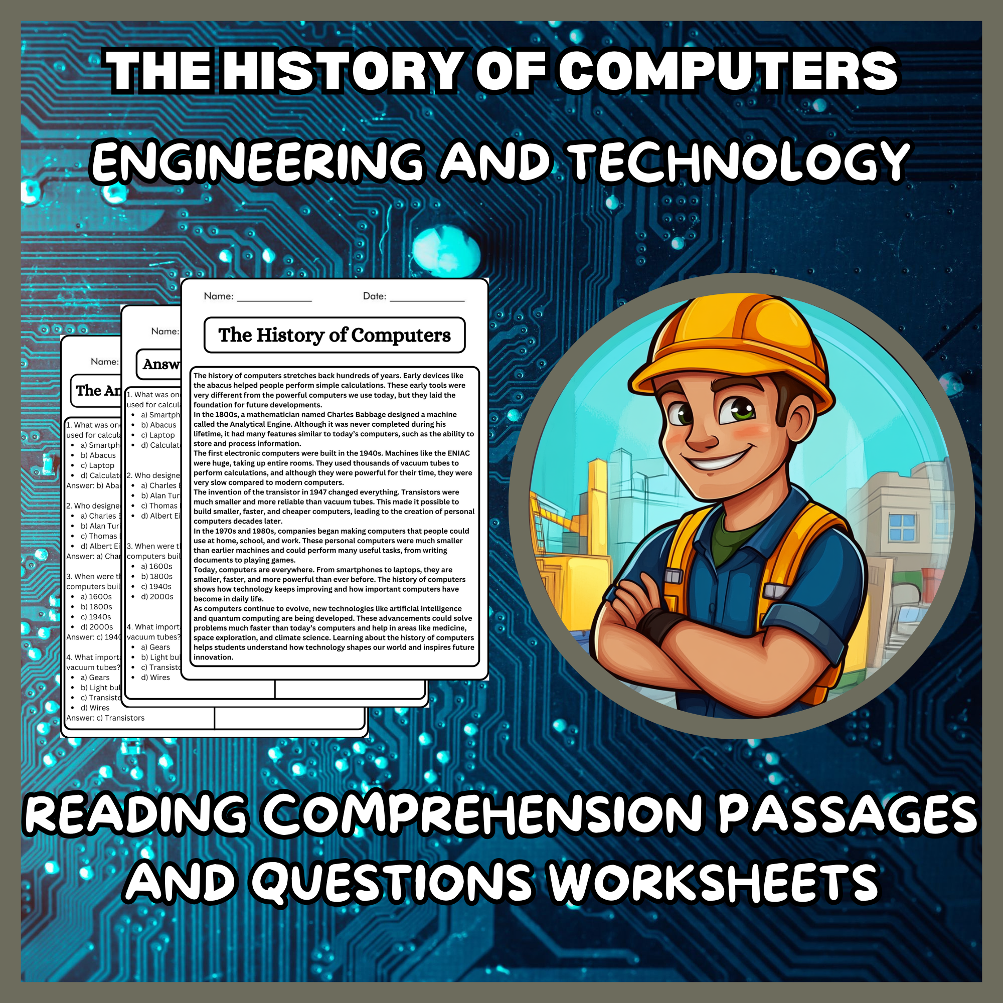The History of Computers Reading Comprehension Passages & Questions ...