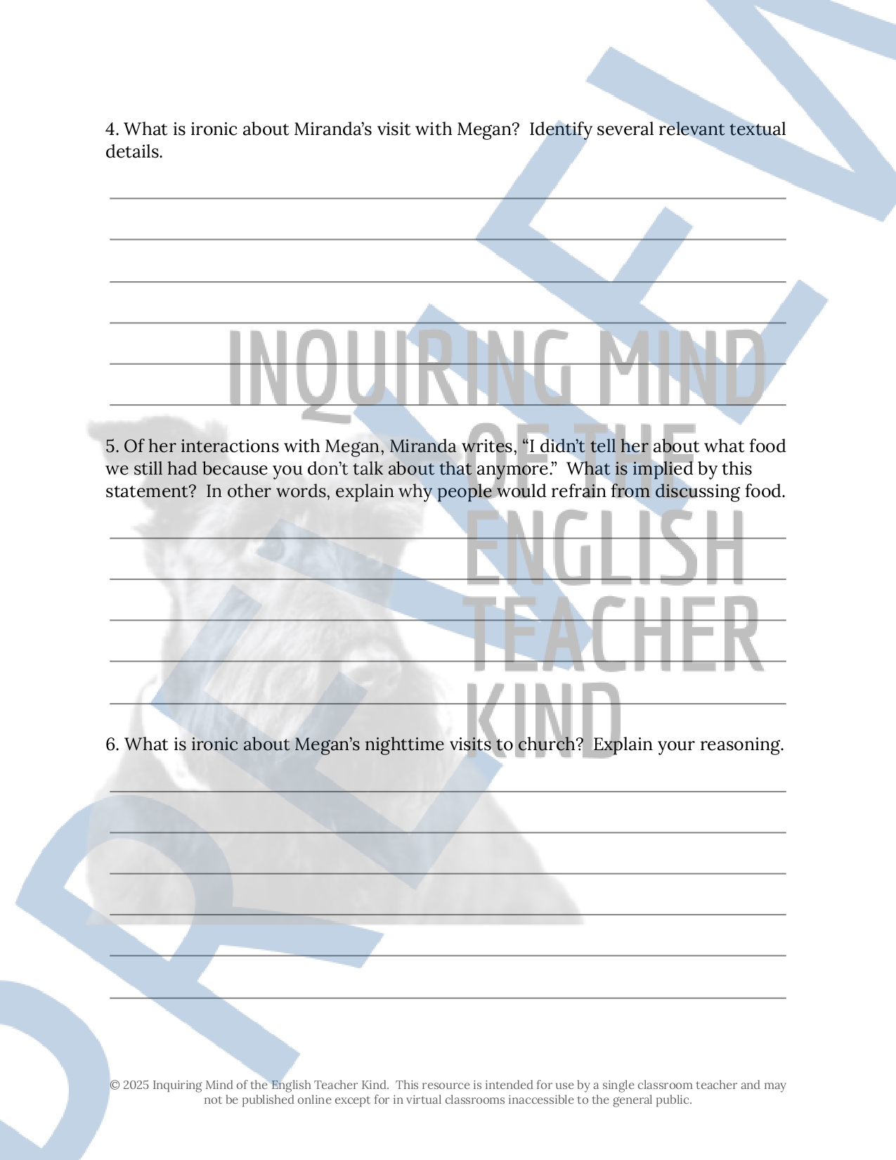 Life As We Knew It Chapter 7 Close Reading Inference Worksheet and ...