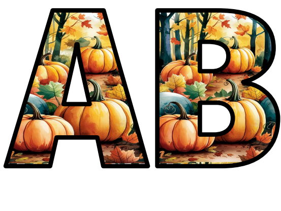 Pumpkins Fall Autumn Lettering Set Display Title Letters Numbers Signs ...