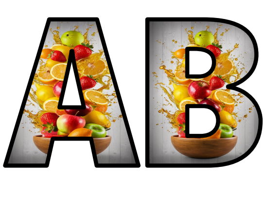 Healthy Fruit Splash Bowl Art Lettering Set Display Title Letters ...