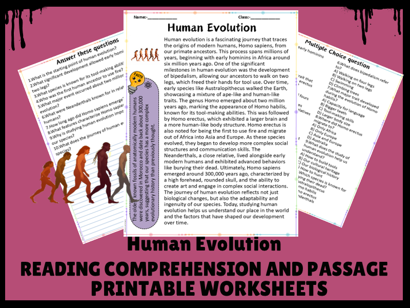 Exploring Human Evolution: Engaging Reading Passage with Interactive Questions | Teaching Resources