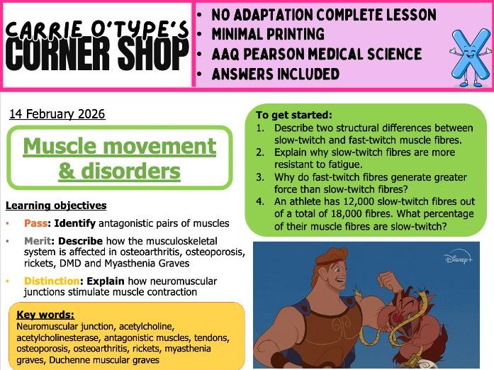 AAQ Pearson Medical Science - C: The Musculoskeletal system | Teaching ...