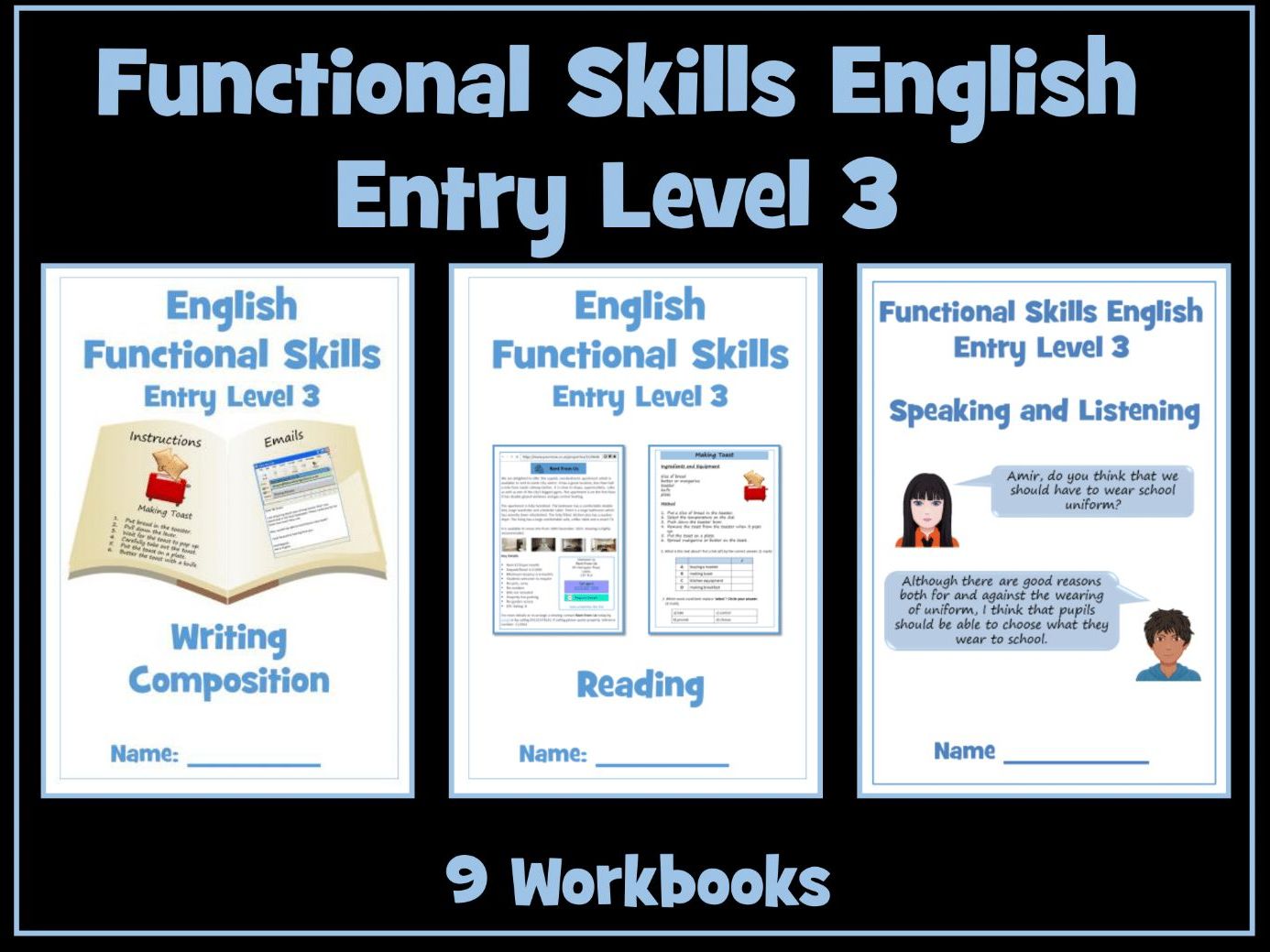 English Functional Skills Entry Level 3 Workbooks Bundle Teaching