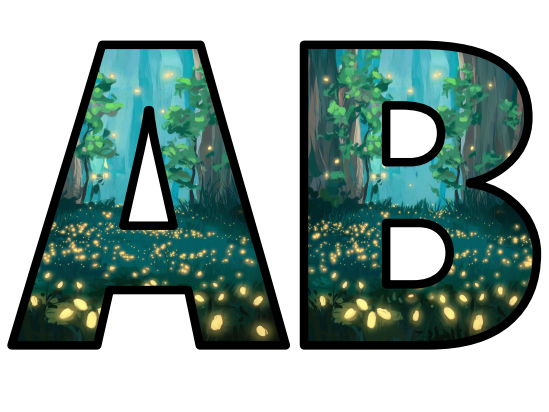 Fireflies Nature Insects Lettering Set Display Title Letters Numbers ...