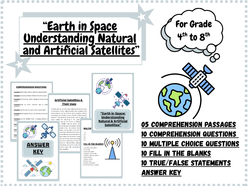 Earth in Space | Natural & Artificial Satellites Reading Comprehension ...