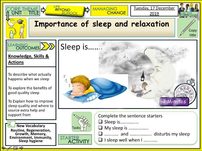 Sleep Quality and Relaxation | Teaching Resources