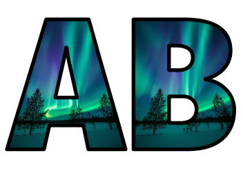 Aurora Iceland Sky Night Lettering Set Display Title Letters Numbers ...