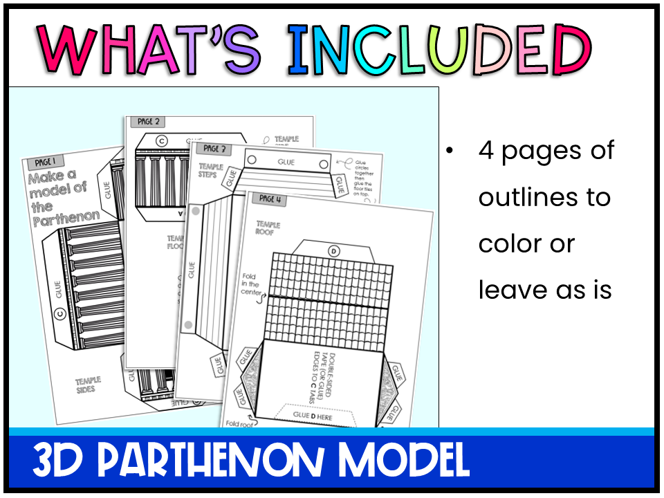 Ancient Greece Parthenon Craft 3D Model | Teaching Resources