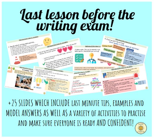 GCSE Spanish writing exam. Last minute tips and advice. Includes ...