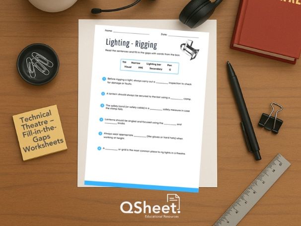 Technical Theatre – Fill-in-the-Gaps Worksheets | Teaching Resources