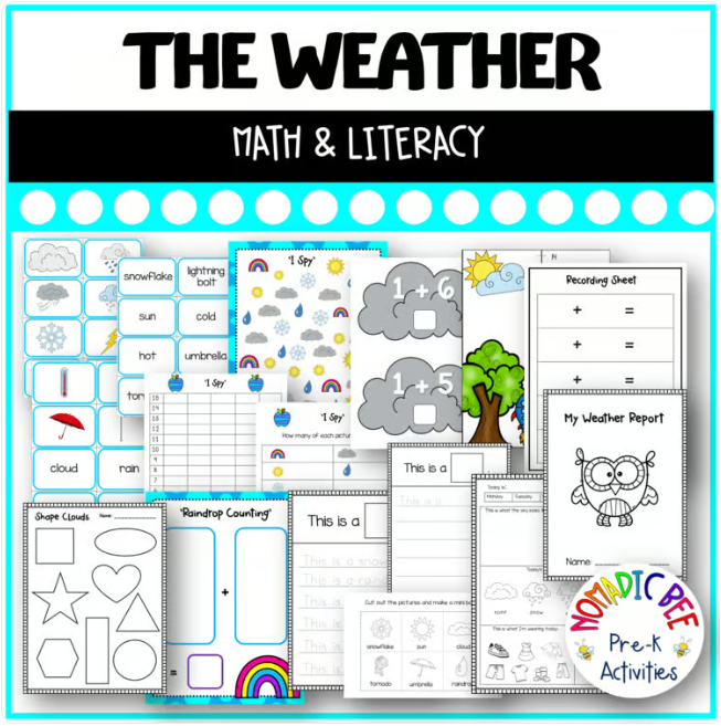 Weather Themed Math & Literacy Centers and Printables | Teaching Resources
