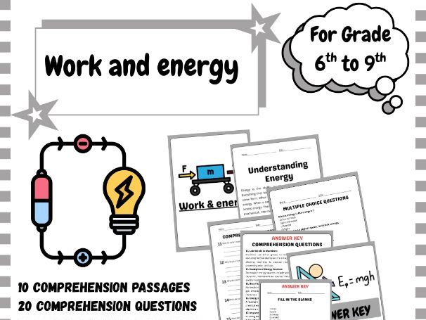 "Work and Energy " Reading Passages, Worksheets & Activities with ...