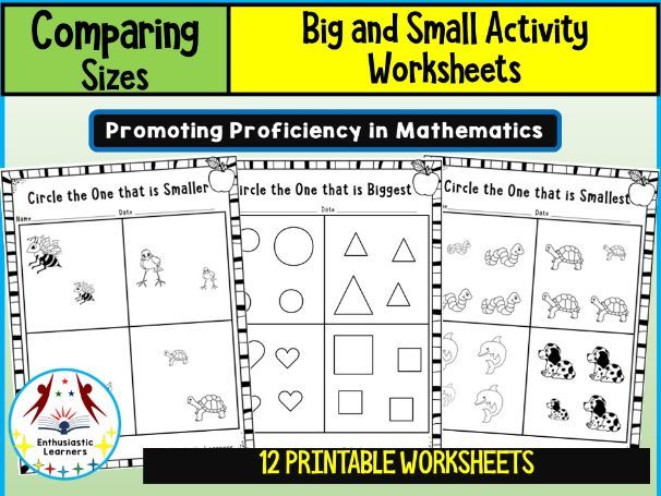 Comparing Sizes, Big and Small Activity (Bigger, Biggest, Smaller ...