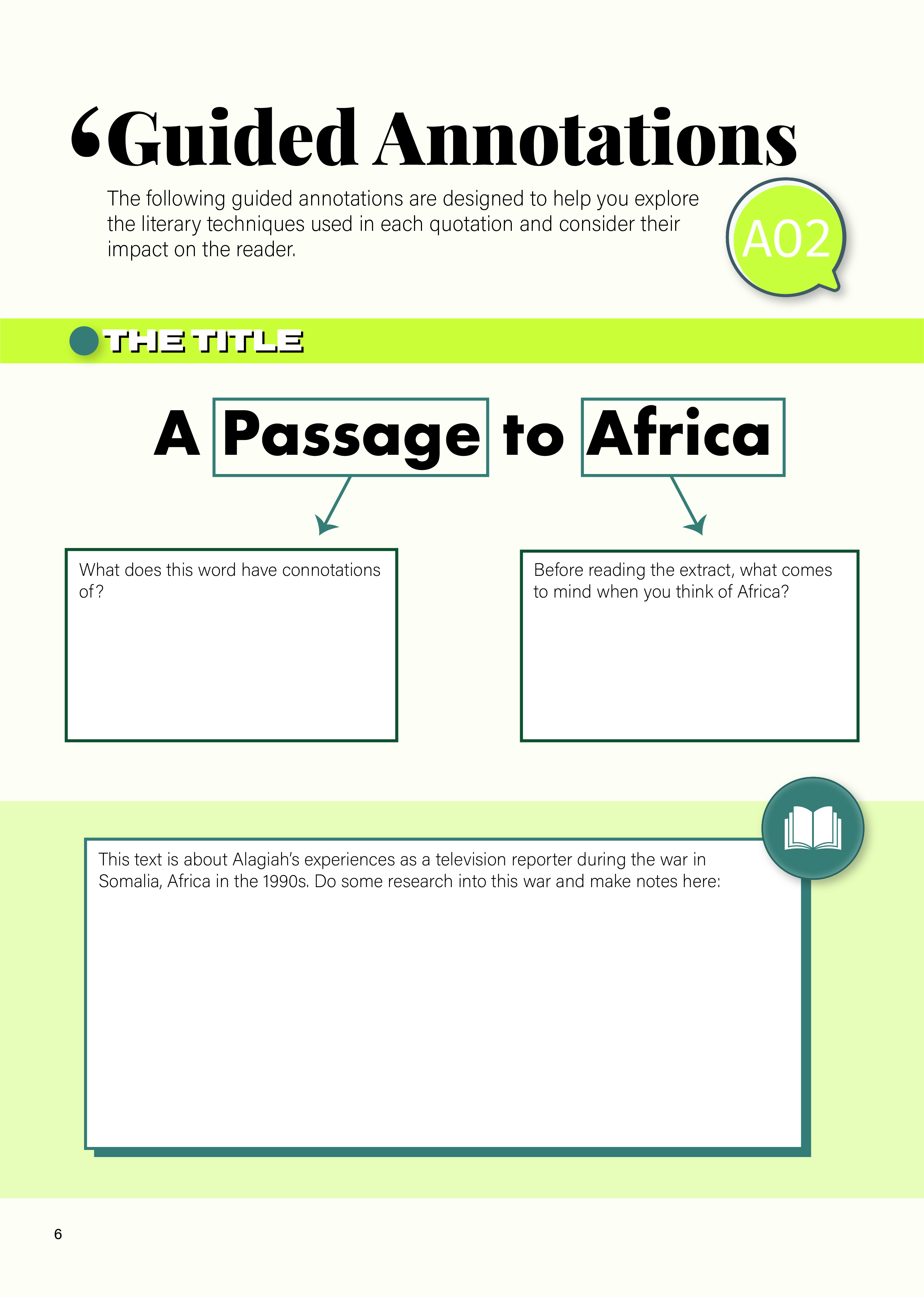 A Passage to Africa | iGCSE English Language Revision Workbook ...