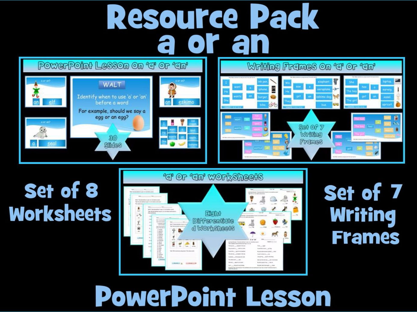 'a' or 'an' Article Determiners Bundle | Teaching Resources
